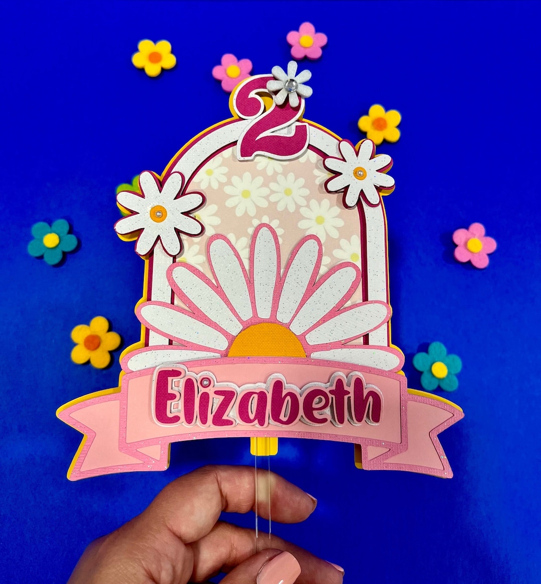 Flowers Cake Topper, Daisies Cake Topper. Girl Flowers Birthday Decor ...