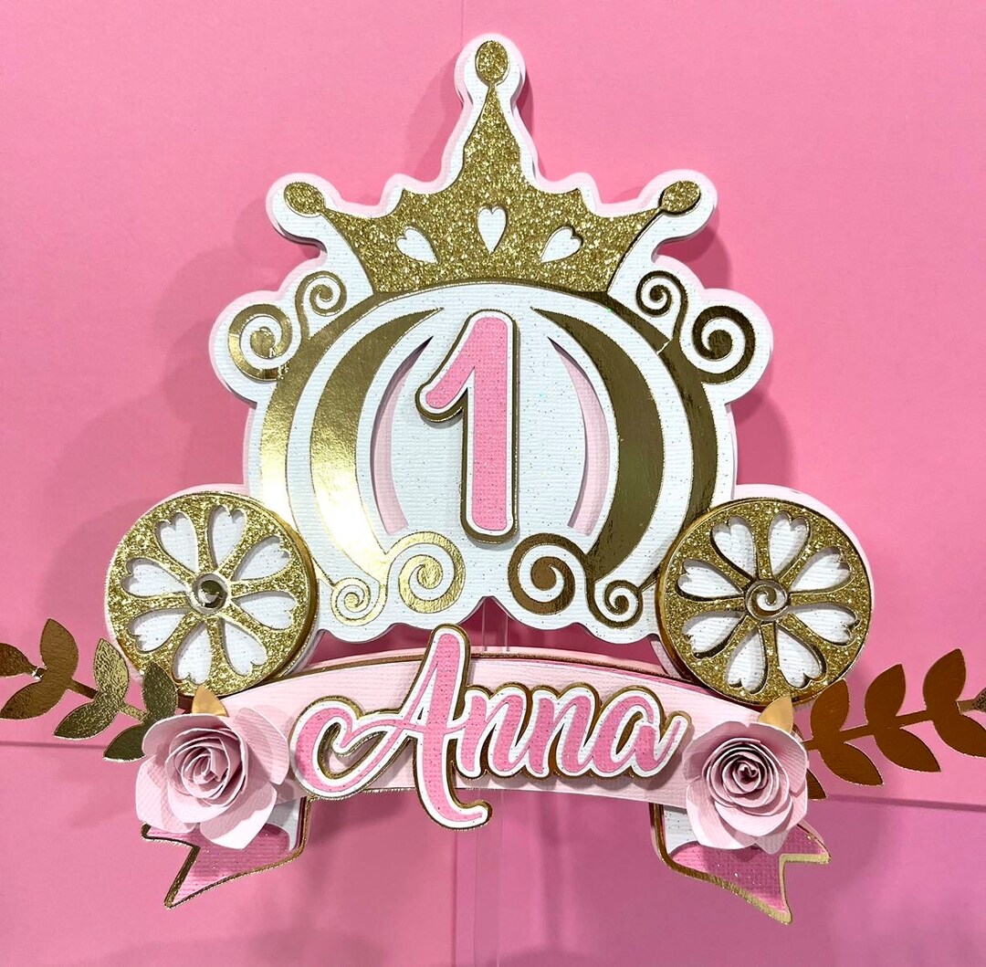 Carriage Birthday Topper, Girl First Birthday, Royal Princess Cake ...