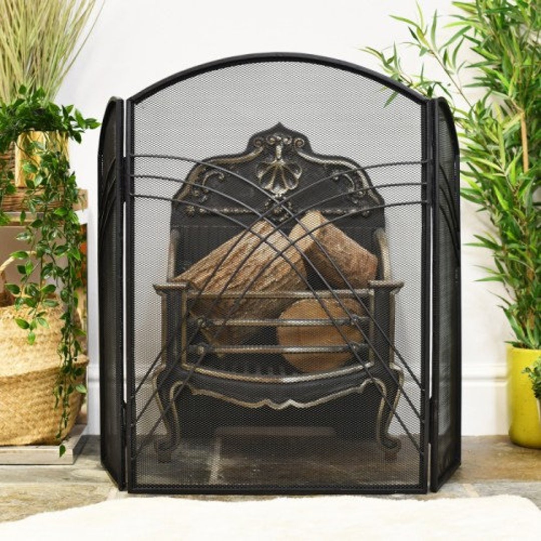Arched Three Fold Black Fire Guard/ Simplistic Safety Fire - Etsy