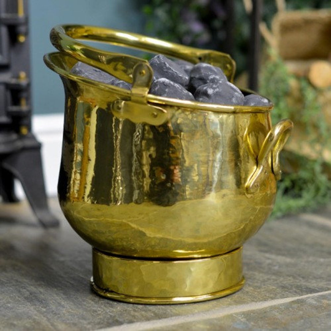 34.5 Cm High Solid Brass Hammered Coal Bucket/fireside, Period Home ...