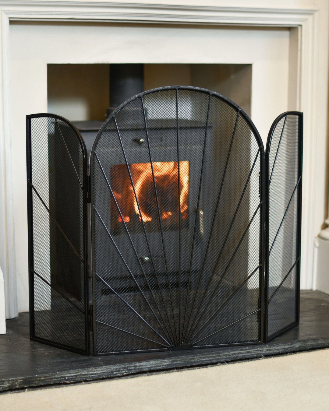 Black Art Deco Style Fan Shaped Fire Screen/art Deco Design Safety ...