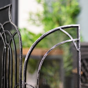 Three Fold Antique Silver Arched Three Fold Fire Guard/ Safety Fire ...