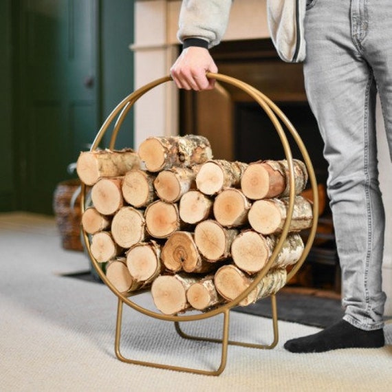 Gold Finish Circular Log Rack & Holder Firewood Storage - Etsy