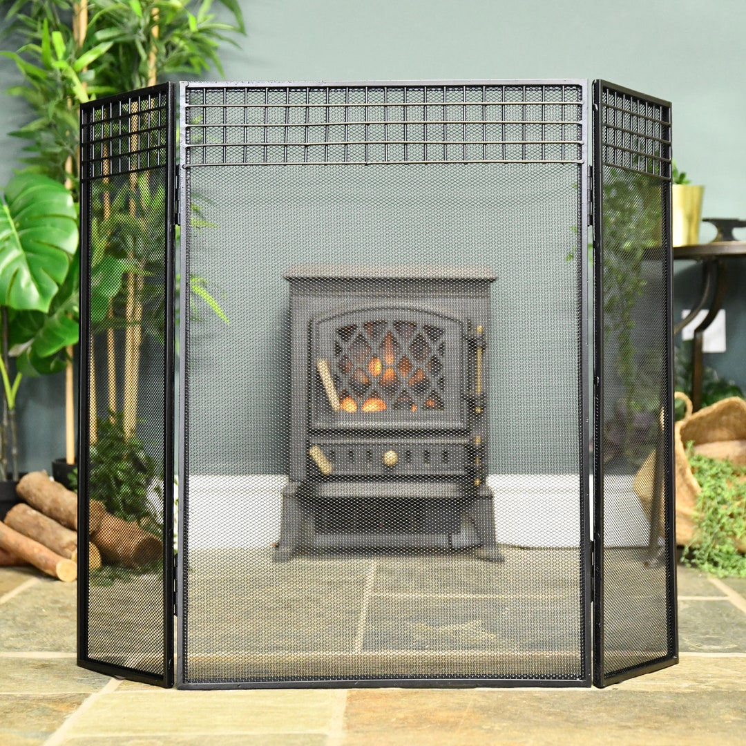 76 Cm High Contemporary Three Fold Fire Guard/simplistic Safety Fire ...