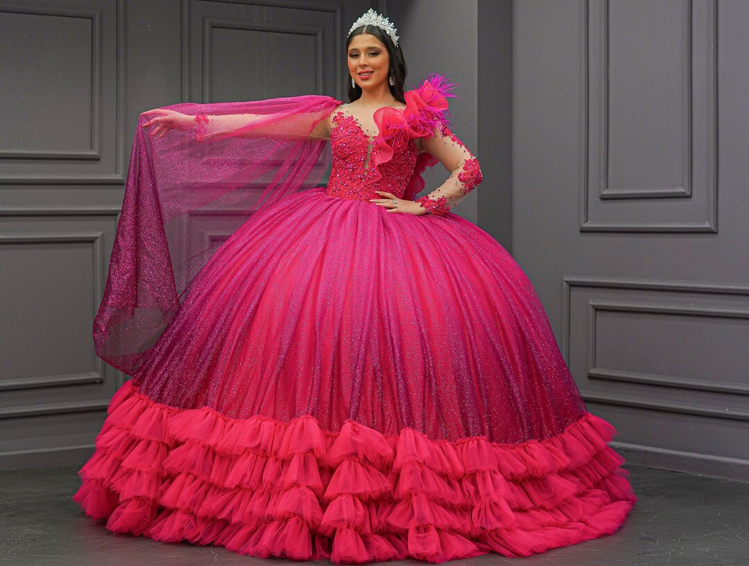 Fuchsia Wedding Dress, Fuchsia Quinceanera Dress, Fuchsia Bridal Gown ...