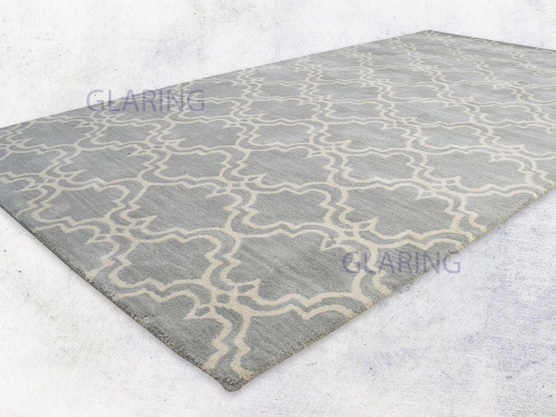 Scroll Tile Rug | Modern Area Rug in Grey & Ivory | Bedroom Rug, Living ...
