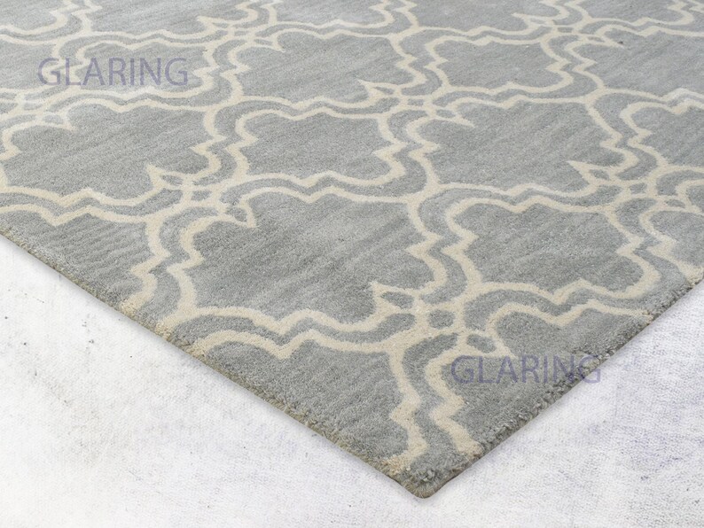 Scroll Tile Rug | Modern Area Rug in Grey & Ivory | Bedroom Rug, Living ...