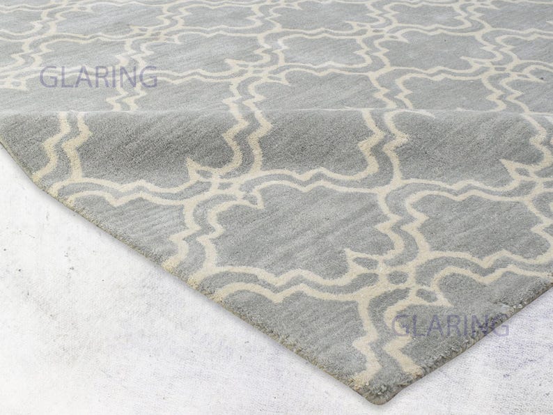 Scroll Tile Rug | Modern Area Rug in Grey & Ivory | Bedroom Rug, Living ...