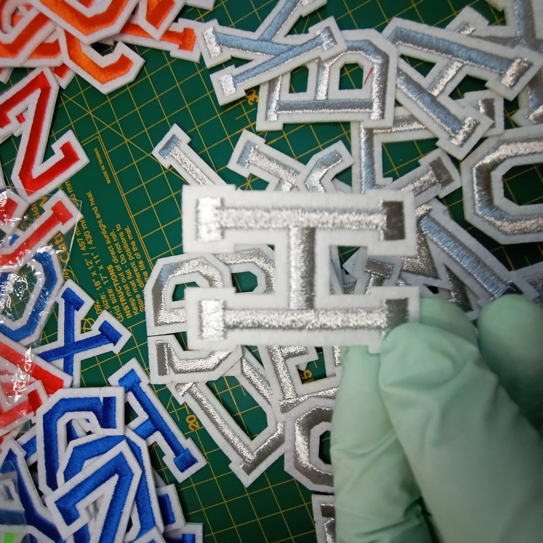 Silver Letter Alphabet Patches Varsity Initial Patch |embroidered ...