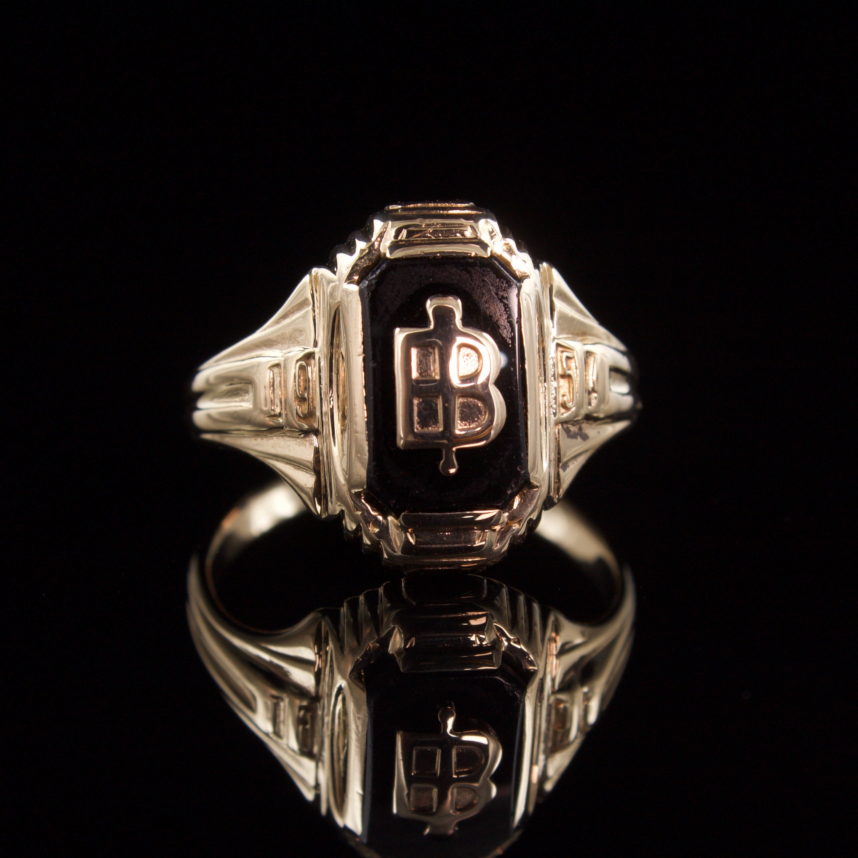 Size 8.25 Solid 10k Gold Letter B Signet Ring - Etsy