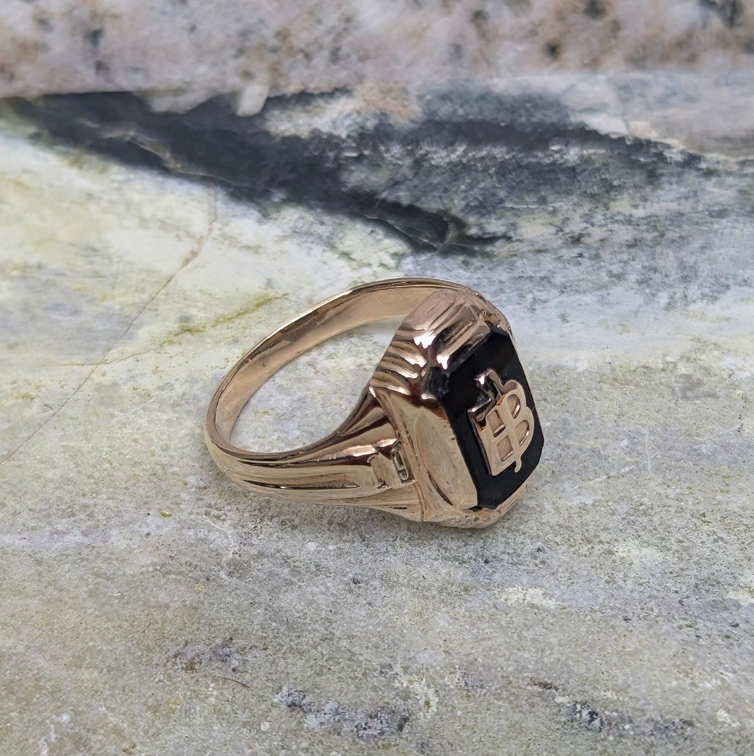 Size 8.25 Solid 10k Gold Letter B Signet Ring - Etsy