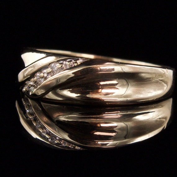 Size 10.25 Solid 10k Gold Diamond Mens Ring - Gem