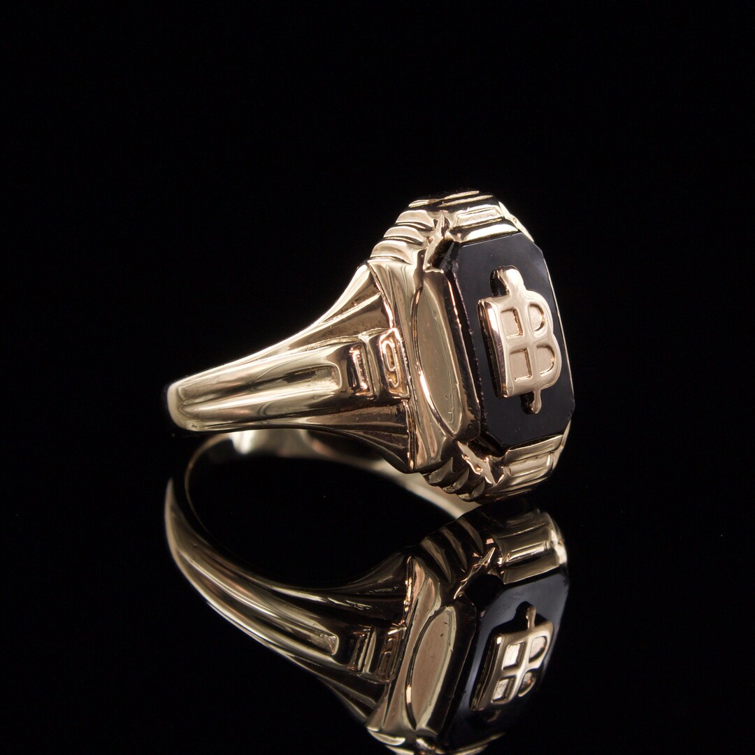 Size 8.25 Solid 10k Gold Letter B Signet Ring - Etsy