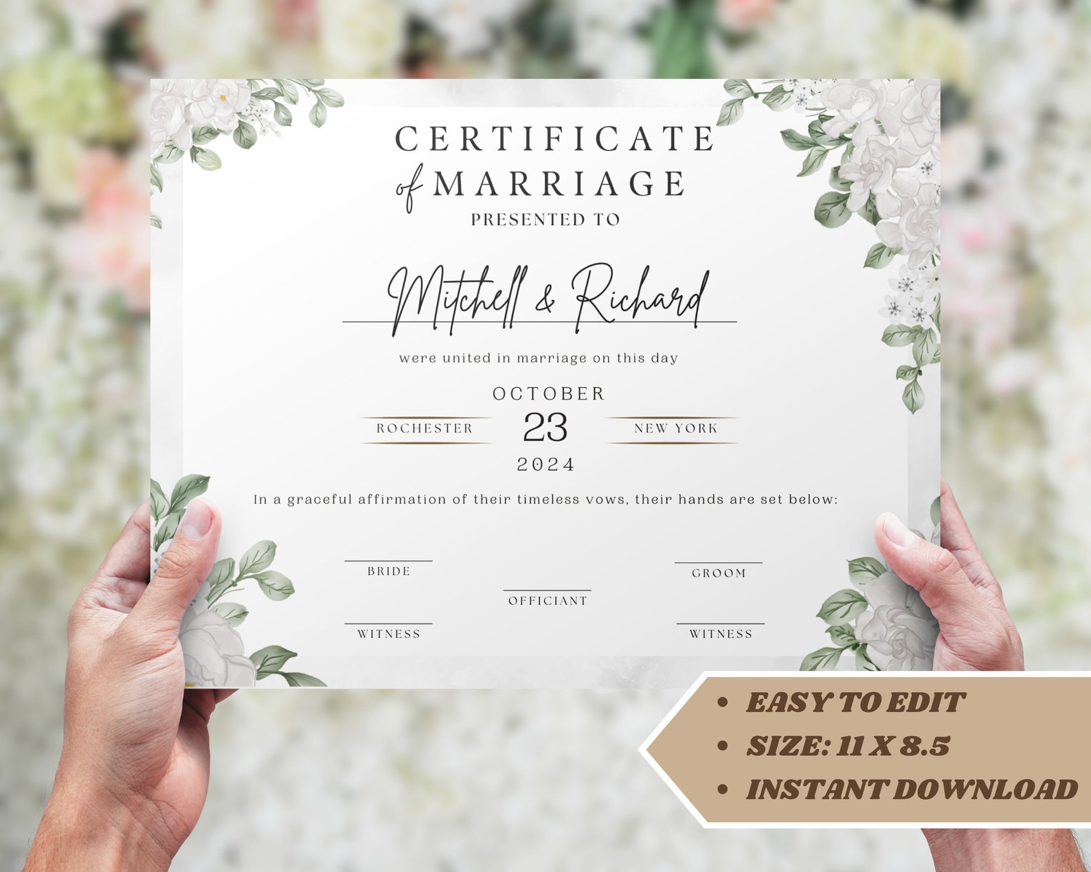 Personalized Certificate of Marriage Keepsake Editable and Printable in ...