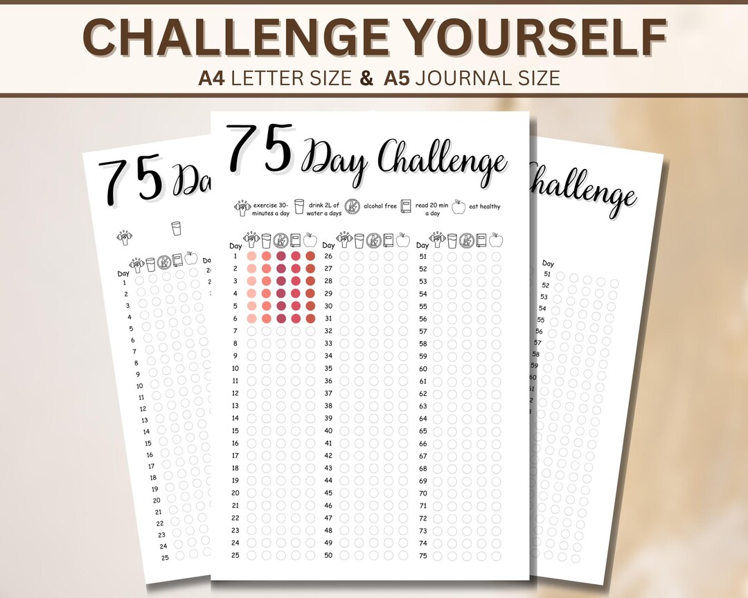 75 Day Challenge Planner Template 75 Soft Challenge 75 Day Challenge ...