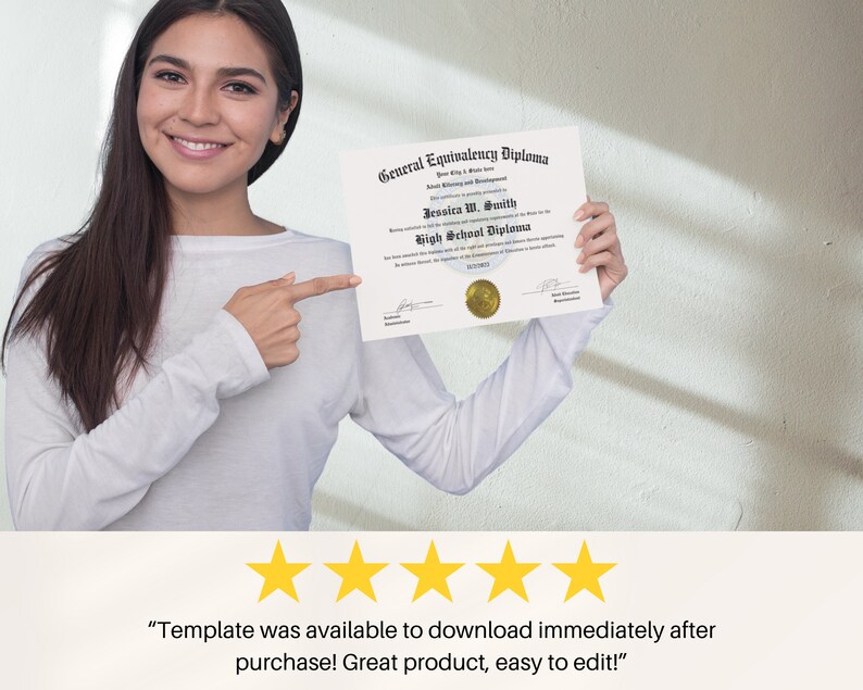 Custom GED Diploma With Gold Seal Personalized High School Graduation ...