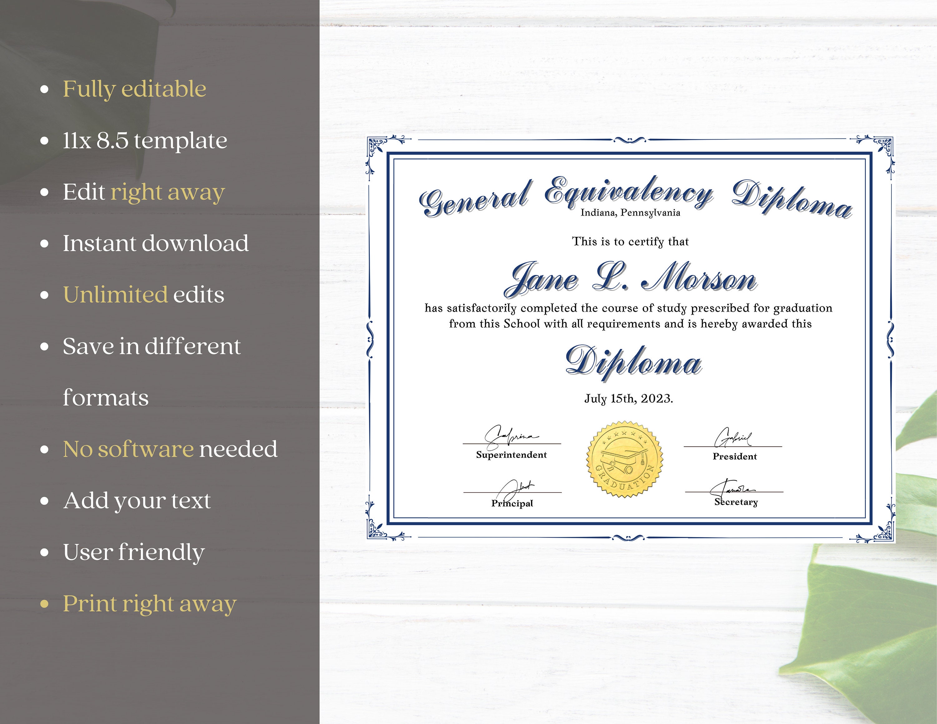 Plantilla Imprimible De Diploma Universitario