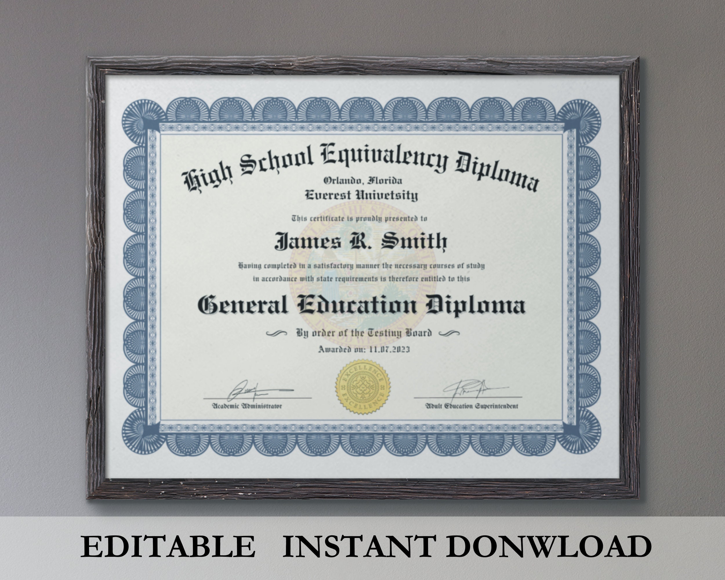 High School Graduation Certificate Online Editable Custom Diploma ...