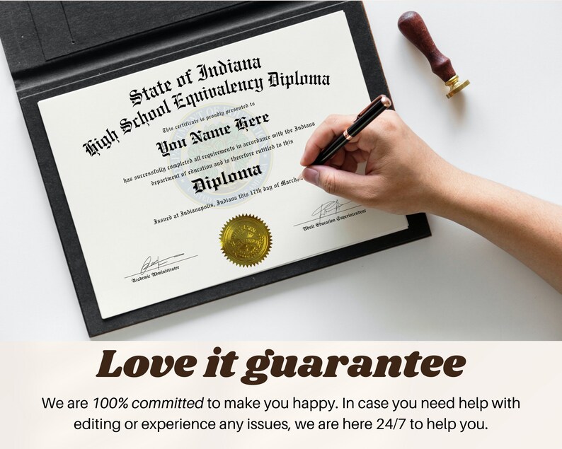 Editable GED Diploma High School Graduate Diploma Printable and Editable Canva Real Looking ...