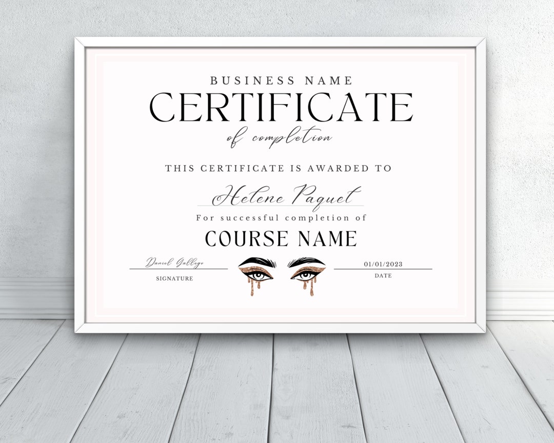 Printable Makeup Artist Certificate of Completion Template, Editable ...