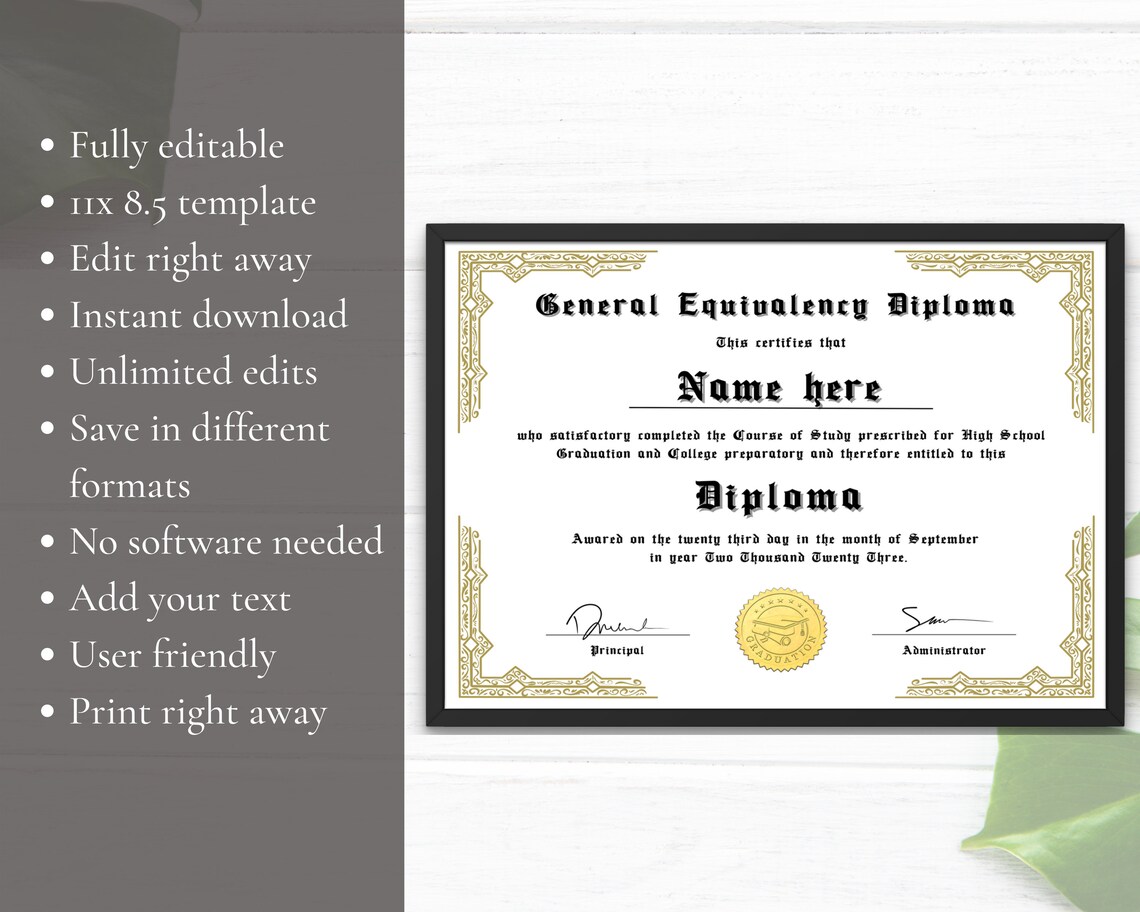 Editable High School Diploma, Printable Diploma Template, Homeschool ...