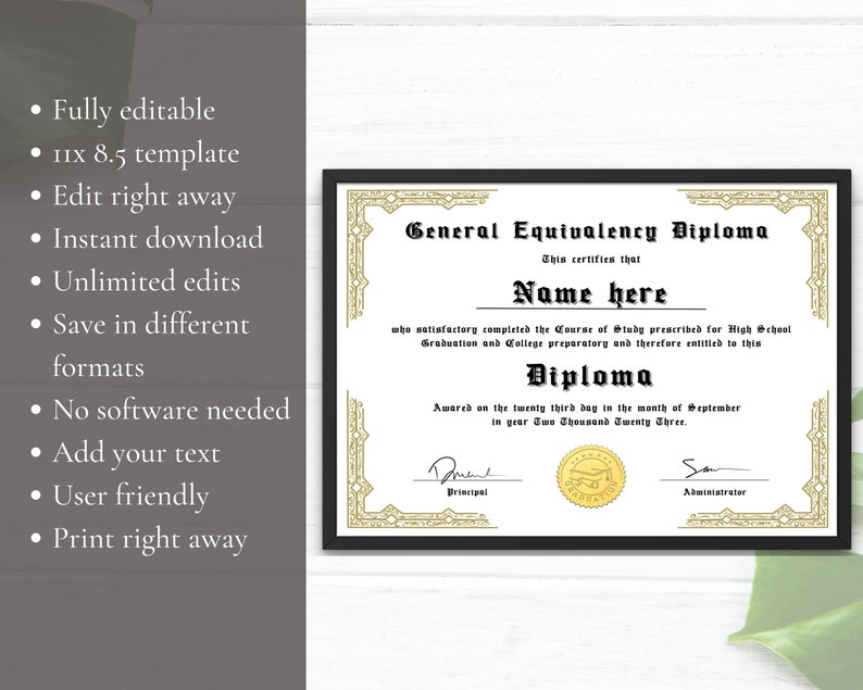 Editable High School Diploma, Printable Diploma Template, Homeschool ...