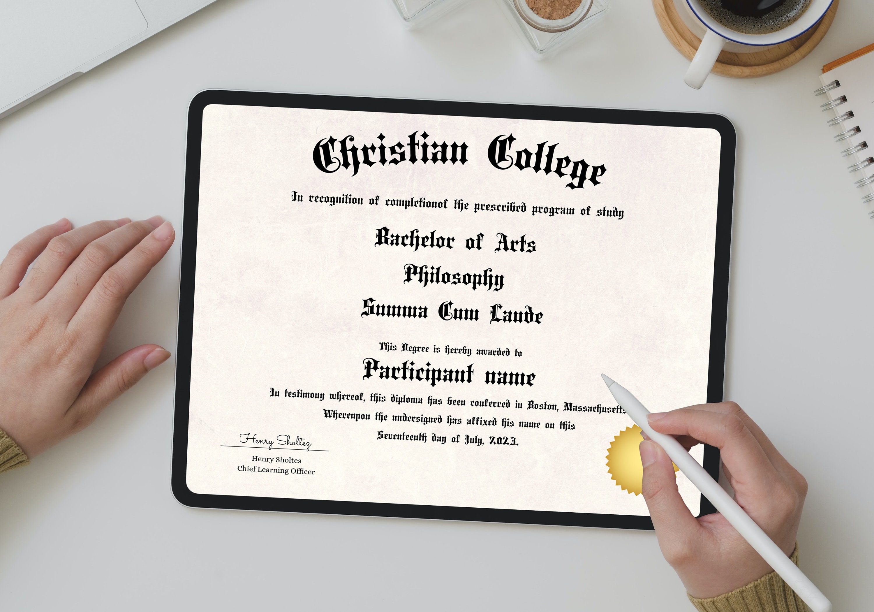 Christian College Diploma Template, Replacement Diploma, Printable Home ...