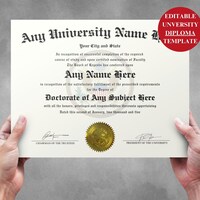 GED Diploma Template Editable With Gold Seal Certificate of Completion ...