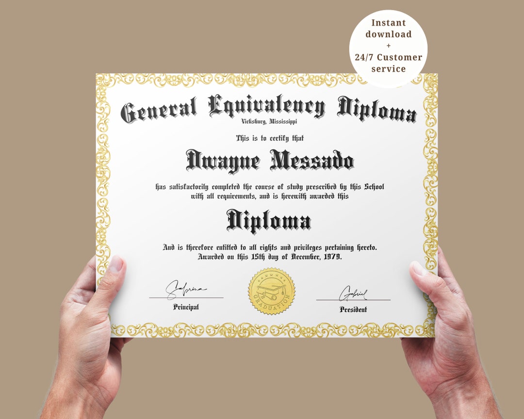 General Equivalency Diploma Customized GED Diploma Editable Certificate ...