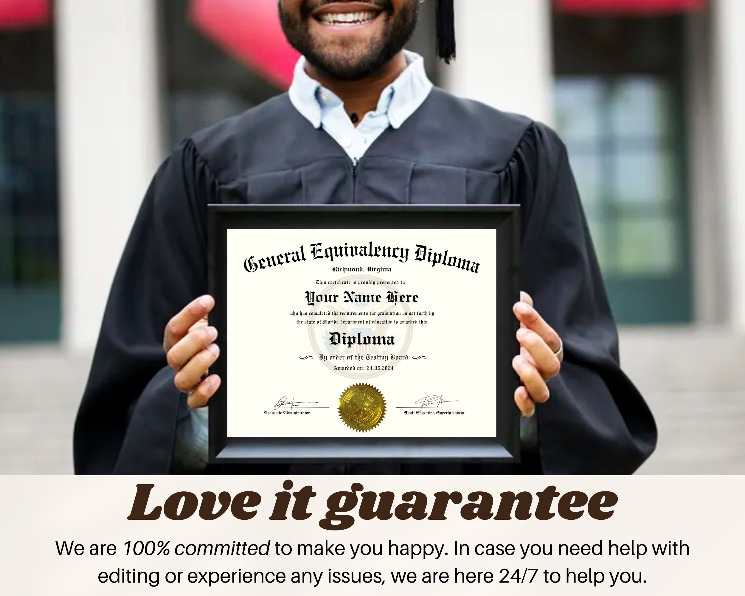 EXCLUSIVE GED Diploma Template Custom Highschool Diploma Replica ...