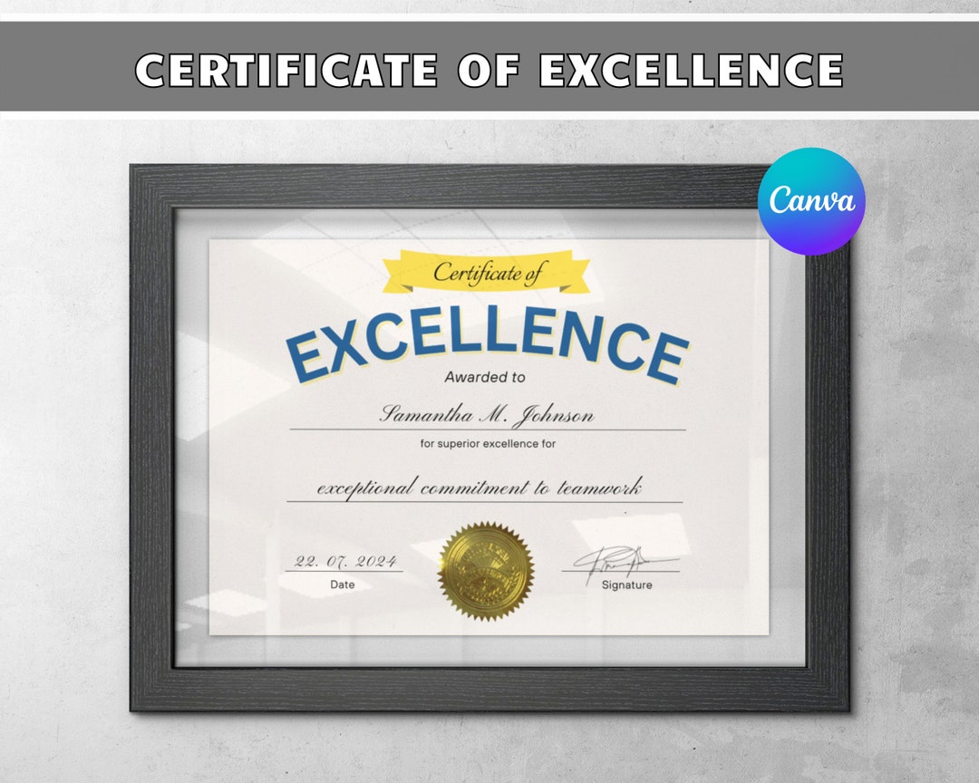 Editable Certificate of Excellence Ideal as Appreciation of Employees ...