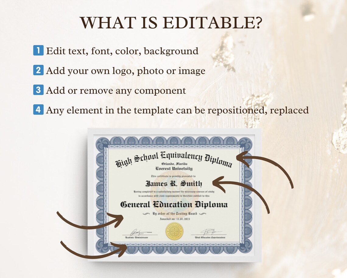 High School Graduation Certificate Online Editable Custom Diploma ...