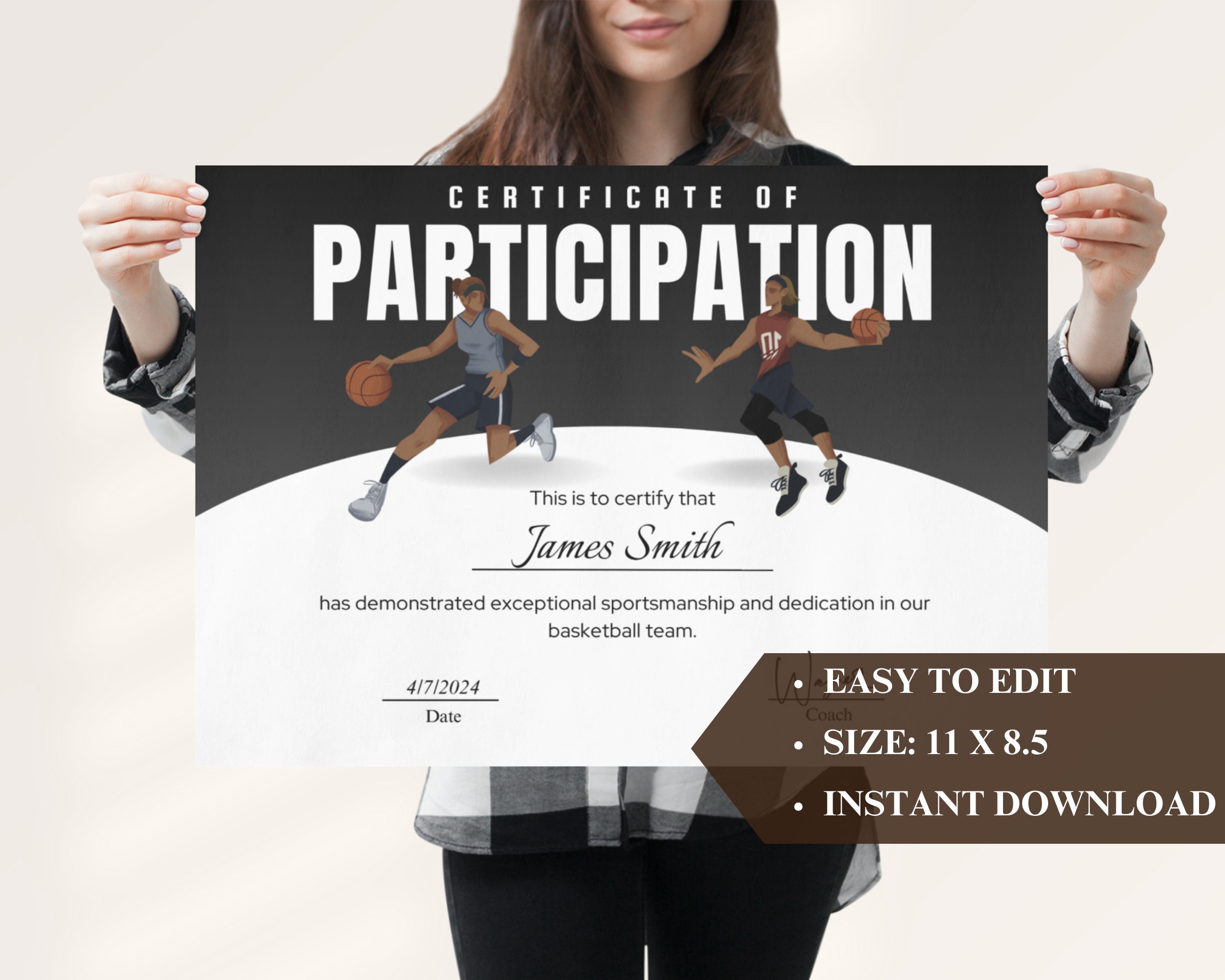 Custom Basketball Certificate of Achievement Editable Template Award ...