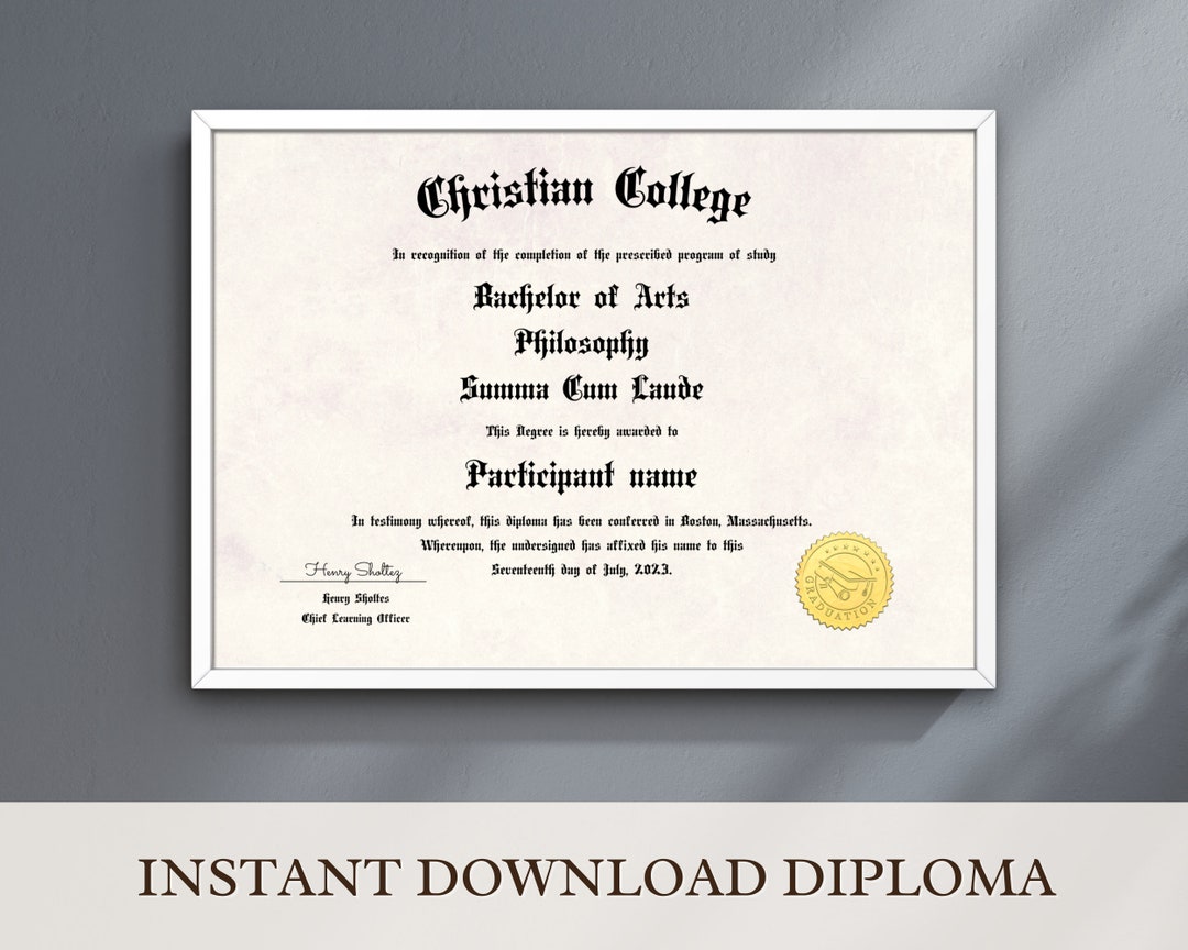 Christian College Diploma Template Replacement Diploma Printable Home ...