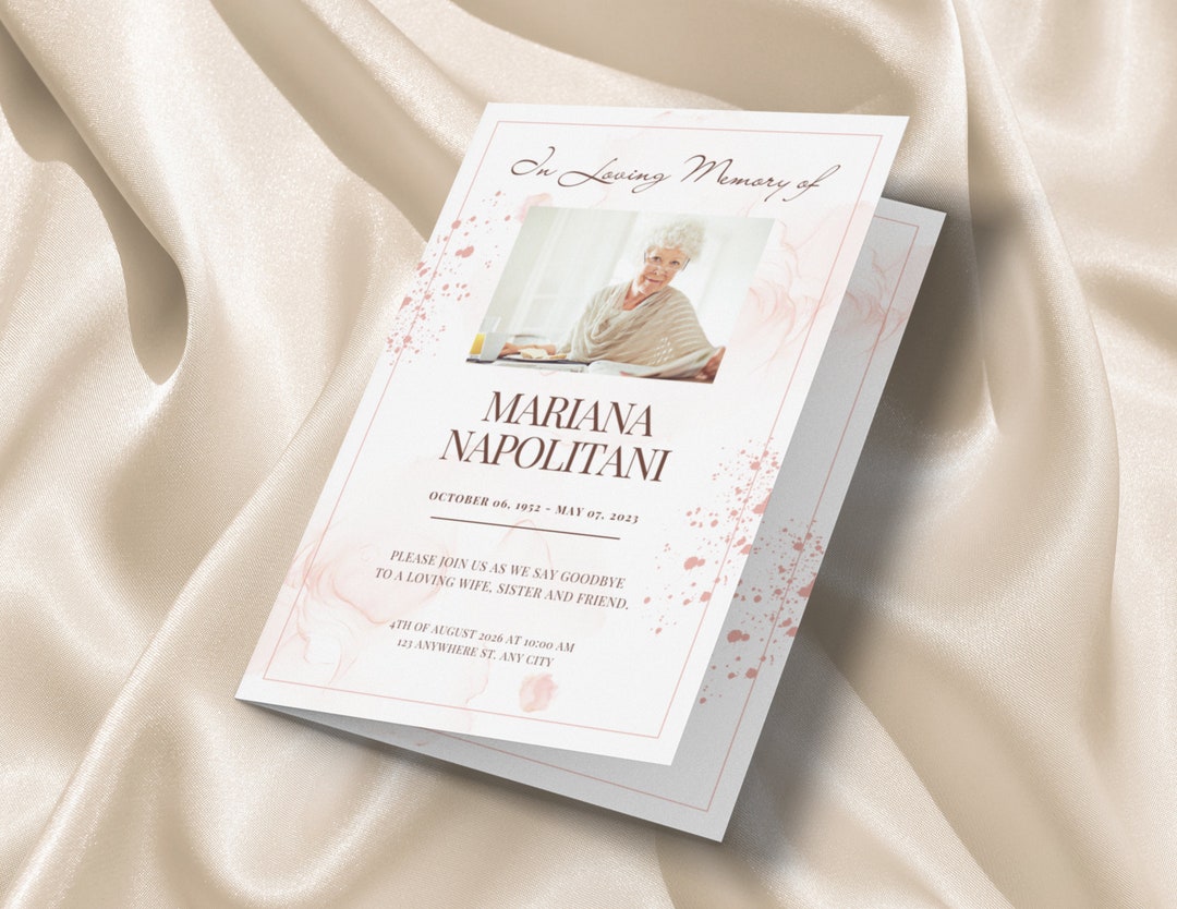 Funeral Program and Funeral Invitation Template Editable and Printable ...