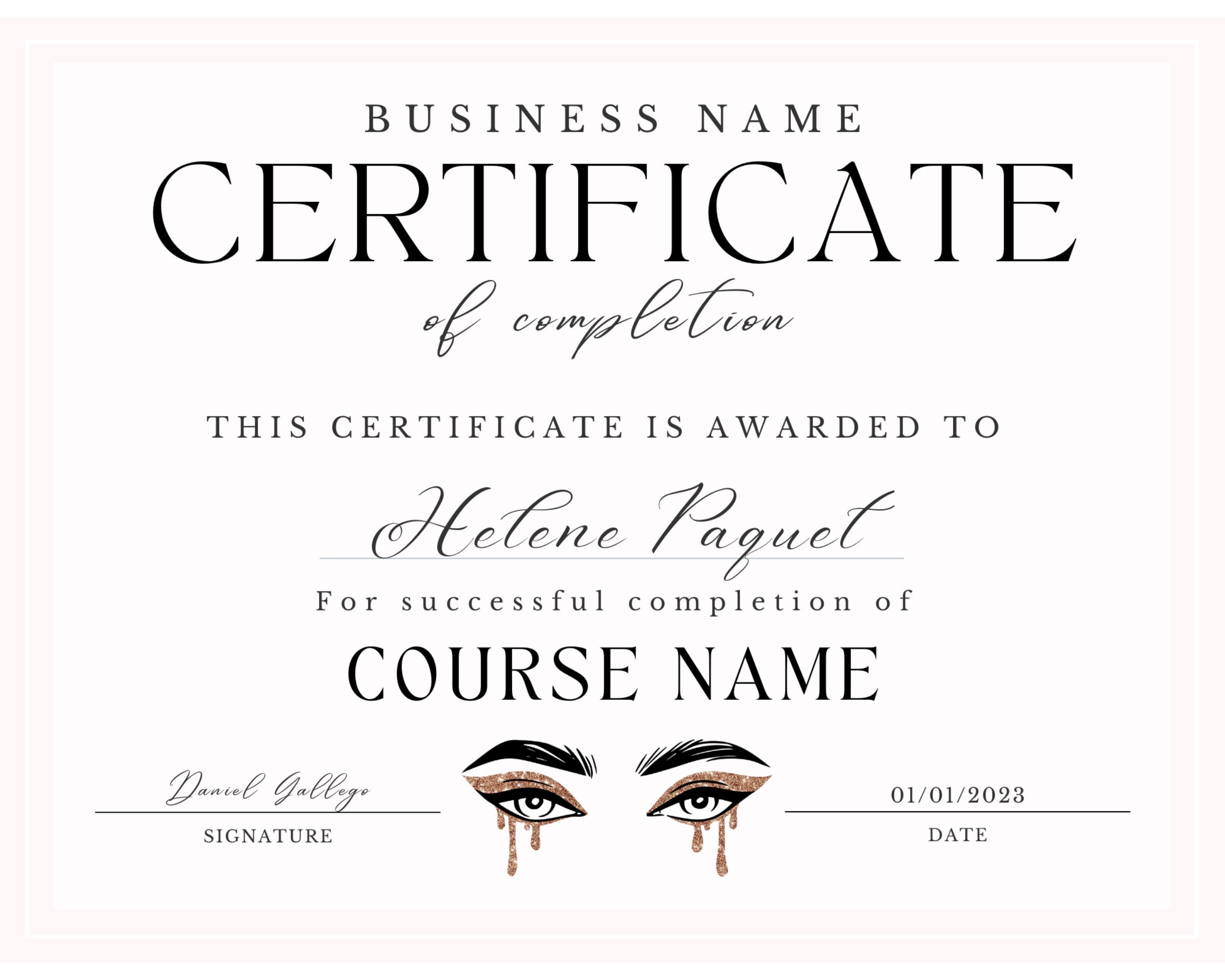 Printable Makeup Artist Certificate of Completion Template, Editable ...