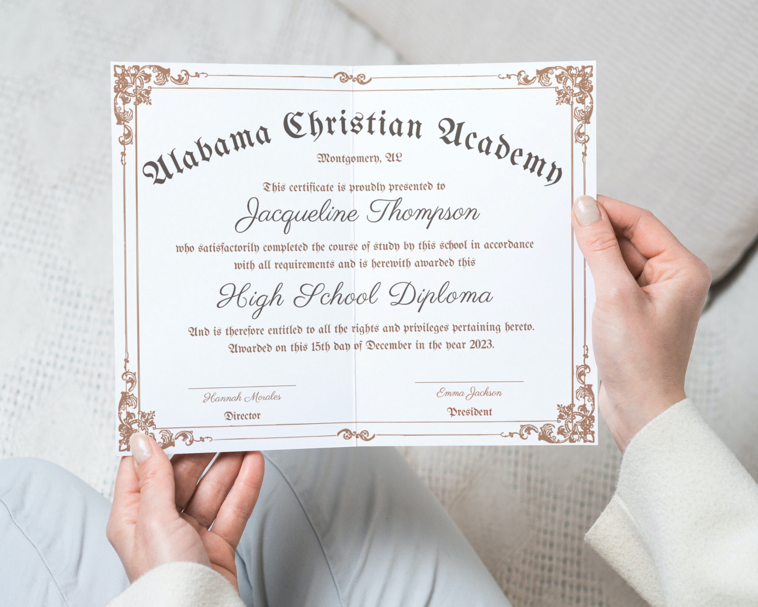 Christian High School Diploma Sample Printable Homeschool Diploma