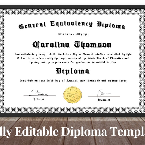Ged Dipolma Template - Etsy