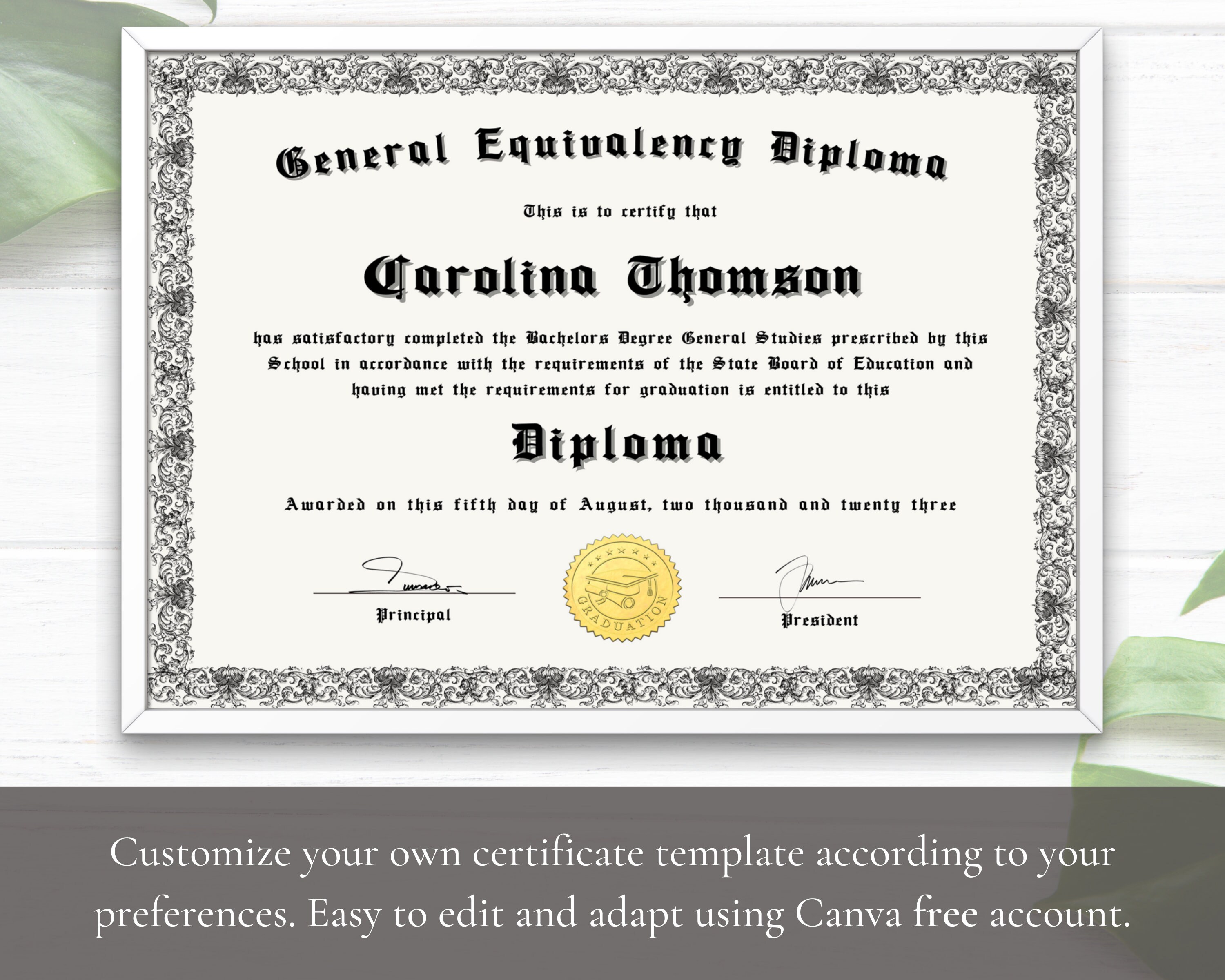 General Equivalency Diploma Customized GED Diploma Editable - Etsy