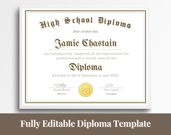 High School Diploma Template, High School Transcript, Graduation ...