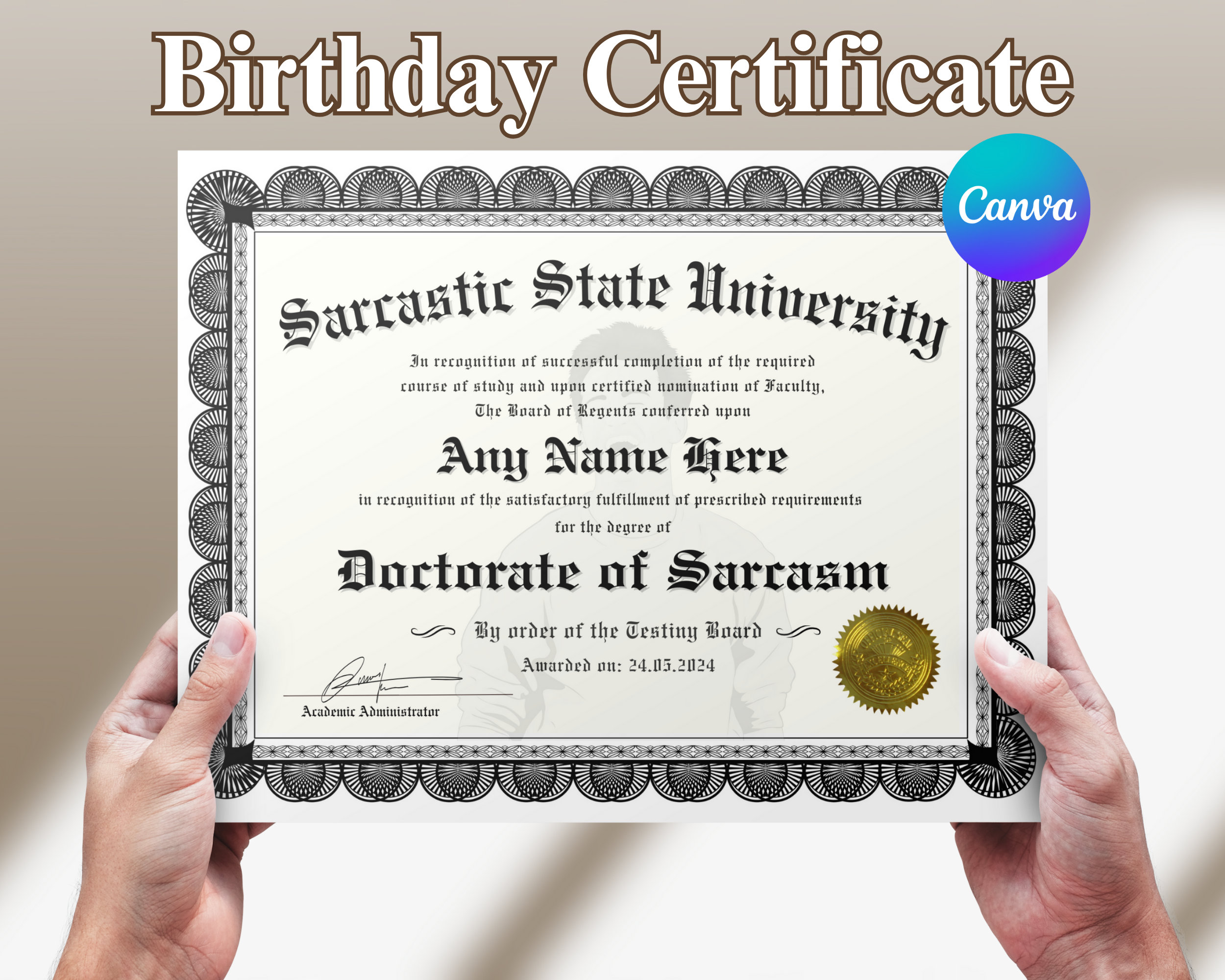 CUSTOM GAG GIFT Sarcasm Certificate Personalized Joke Diploma College ...