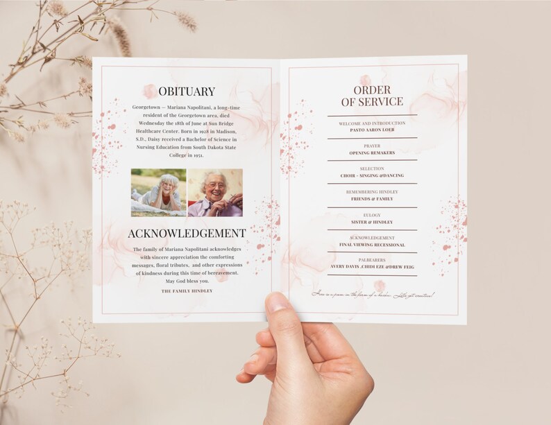 Funeral Program and Funeral Invitation Template Editable and Printable ...