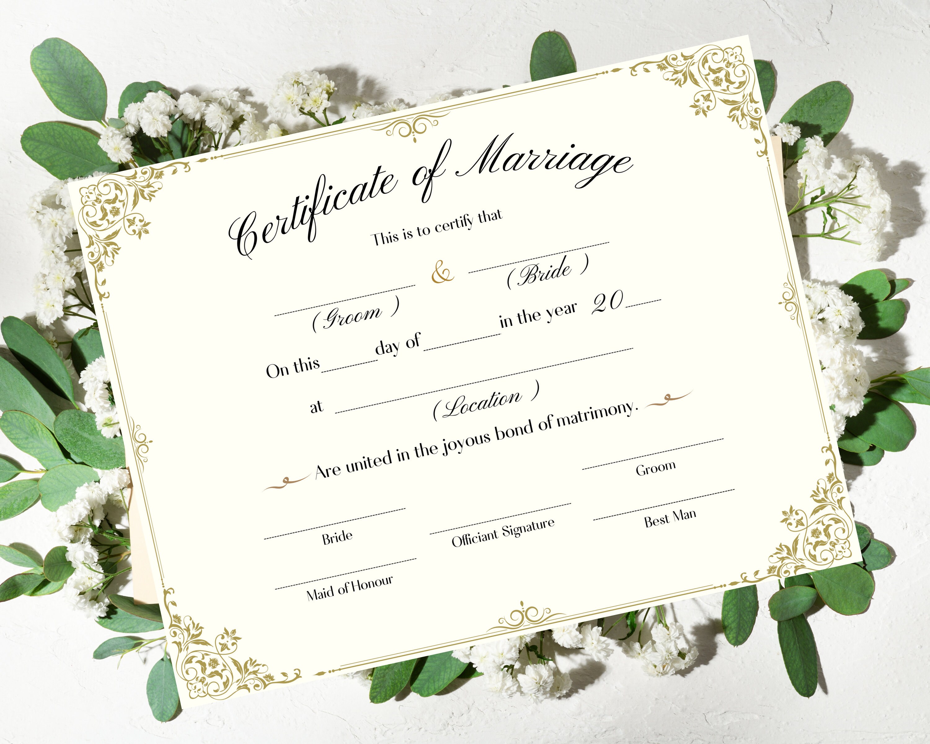 Modern Wedding Certificate Template, Editable Printable Certificate of ...