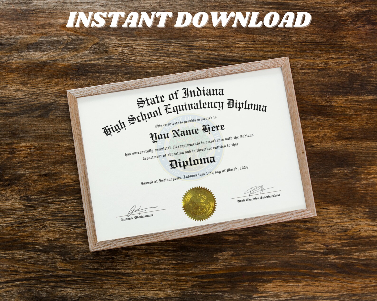Editable GED Diploma High School Graduate Diploma Printable and ...