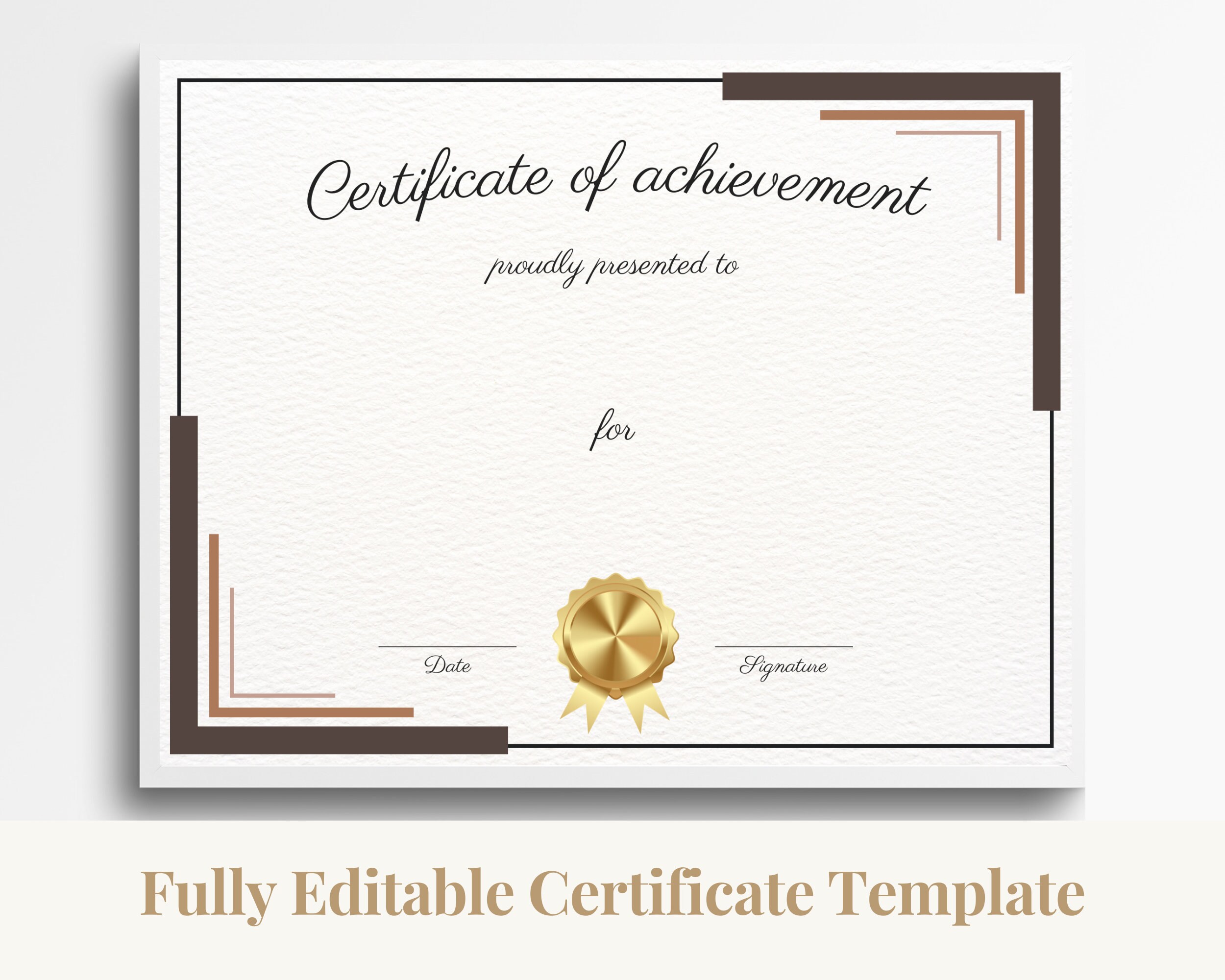 Blank Fillable Certificate of Achievement Template, Editable ...