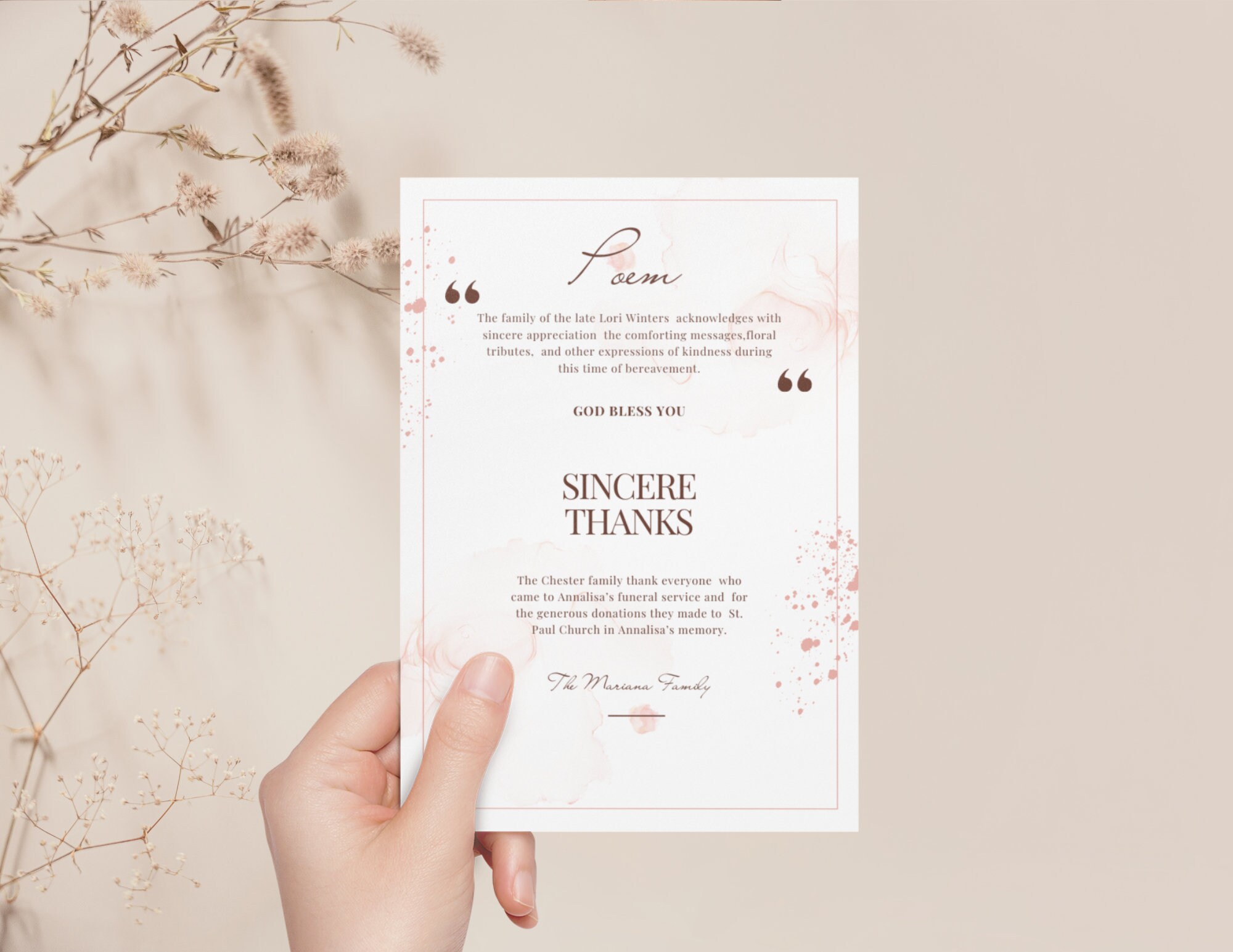 Funeral Program and Funeral Invitation Template Editable and Printable ...