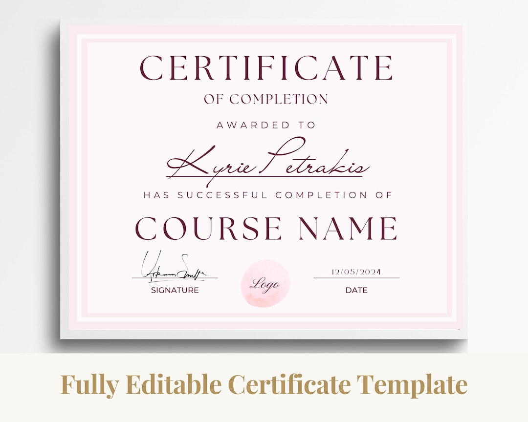 Training Certificate Template, Certificate of Completion Template ...