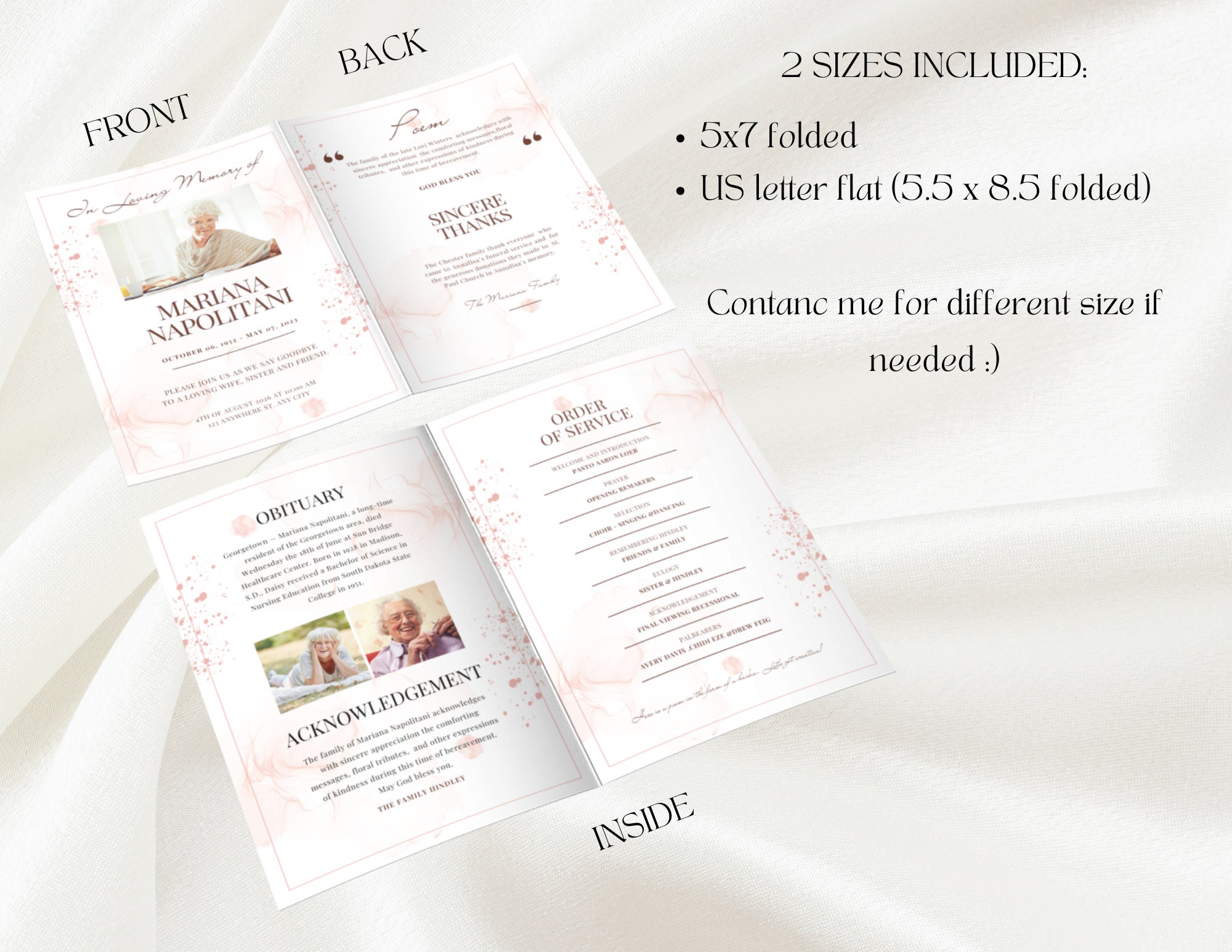 Funeral Program and Funeral Invitation Template Editable and Printable ...