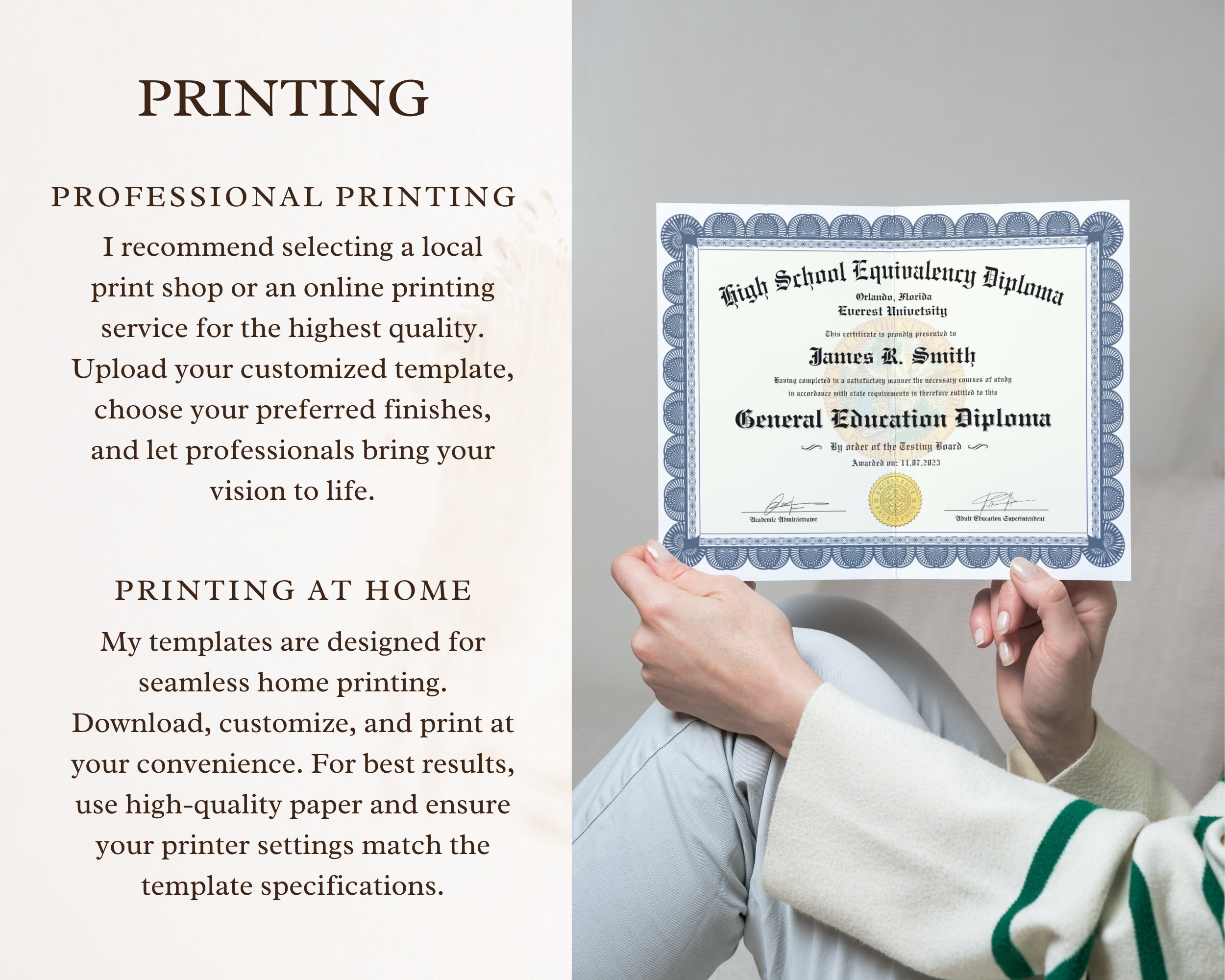 High School Graduation Certificate Online Editable Custom Diploma ...