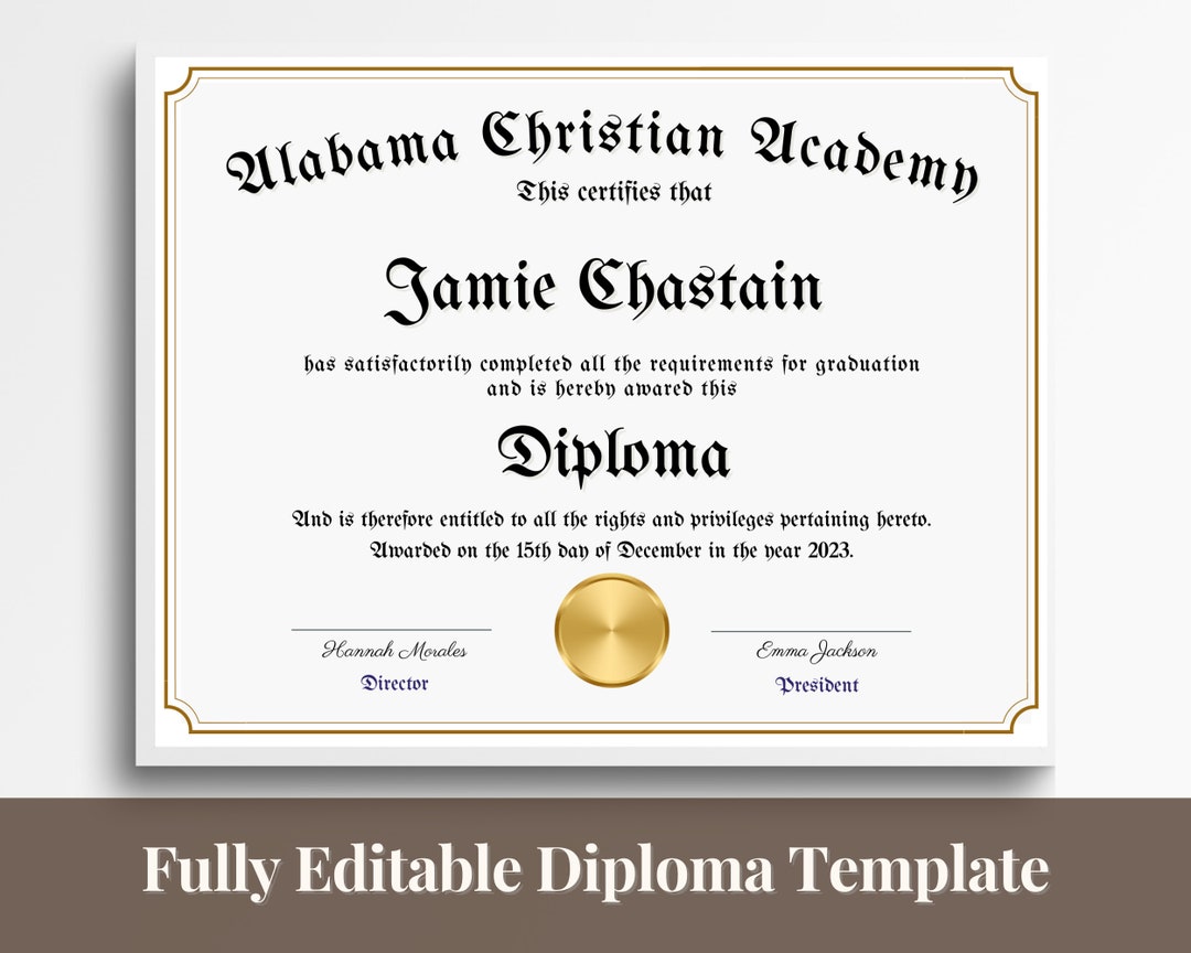 Editable Diploma, Customized Diploma, High School Diploma, Graduation ...